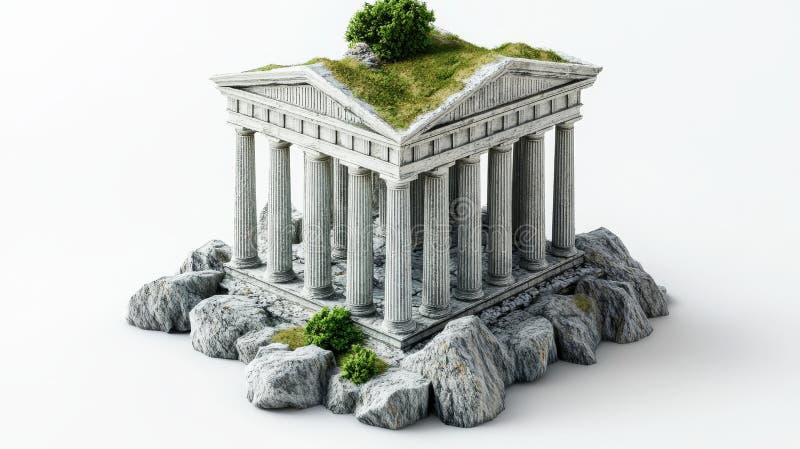 A 3D Representation of a Submerged Temple S Remnants is Set Against a ...