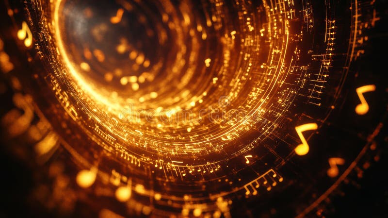 3D Representation of Swirling Music Notes Creating a Vibrant and ...