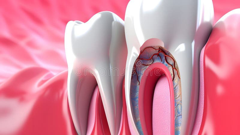 3D Representation of Teeth Showing Its Inner Veins Stock Illustration ...