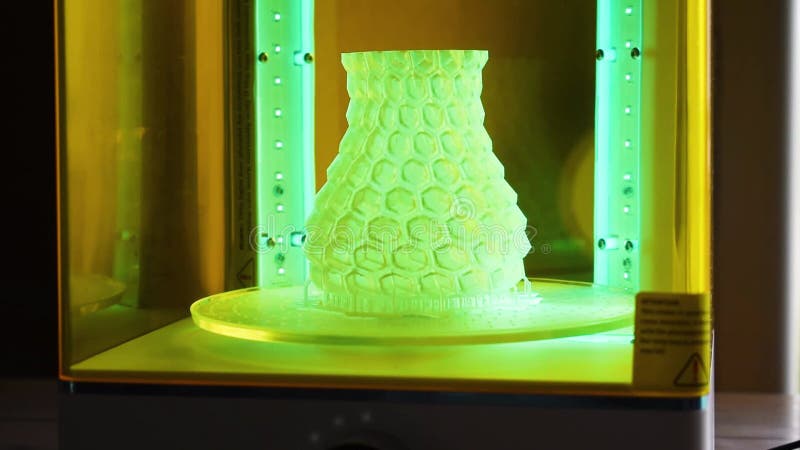 3d Resin Printed Object Turning in a Cure Machine Using UV Light Stock ...
