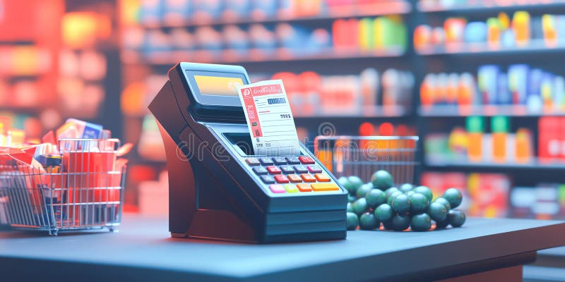 3D Retail Checkout Scene Featuring POS System Enabling Real-Time ...
