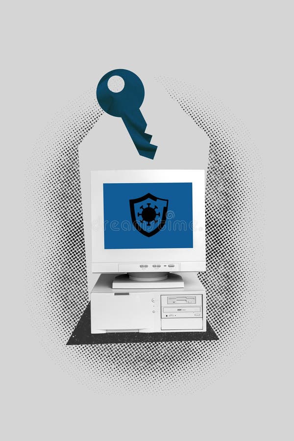 3d Retro Abstract Artwork Template Collage of Computer Virus Stealing ...