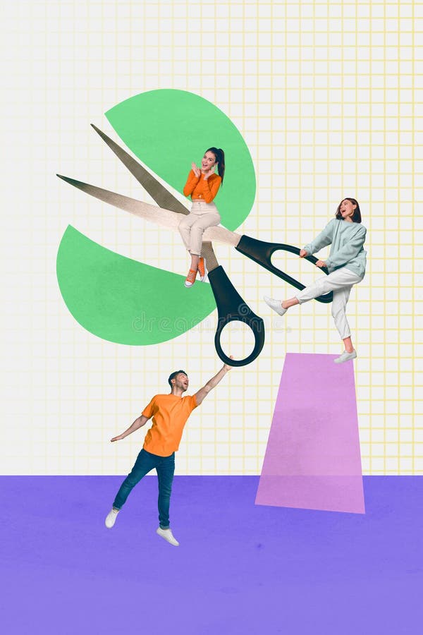 3d Retro Abstract Creative Artwork Template Collage of Workers Teamwork ...