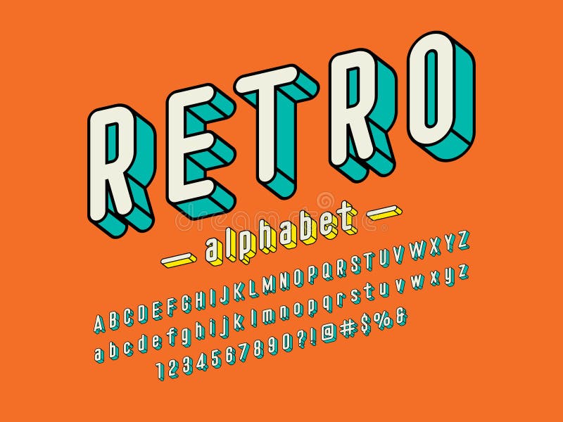 3d retro font stock vector. Illustration of design, color - 141823190