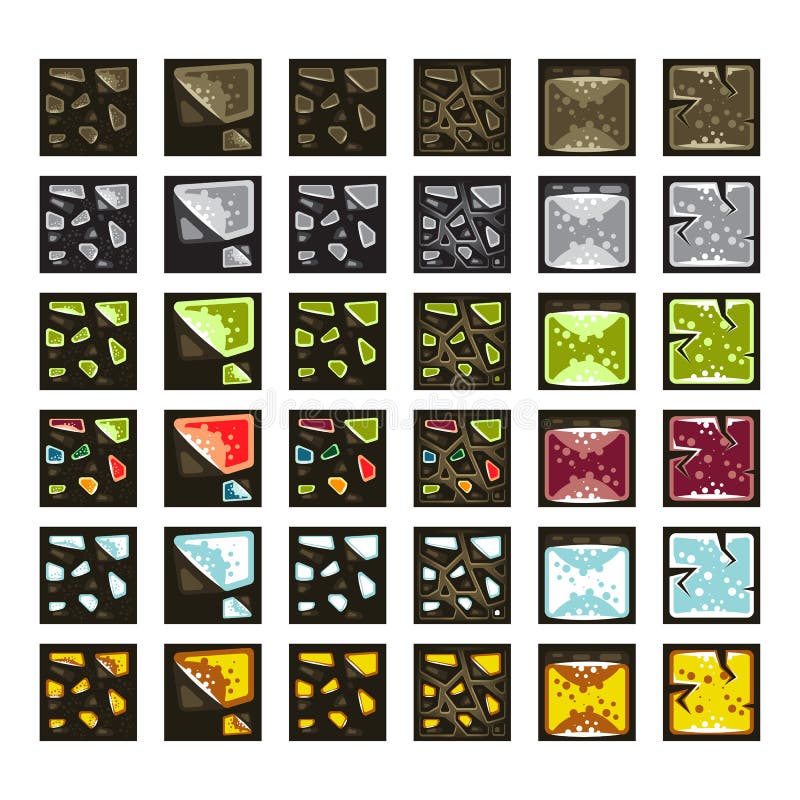 Old School Tile Sets for Video Game Stock Vector - Illustration of ...