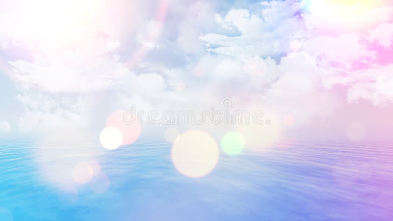 3D Retro Styled Ocean Landscape Stock Illustration - Illustration of ...