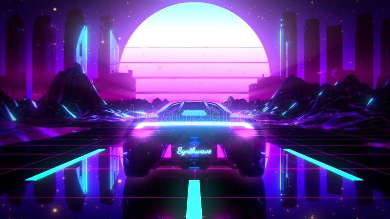 3D Retro Synthwave Spaceship VJ Loop Motion Background Stock Video ...
