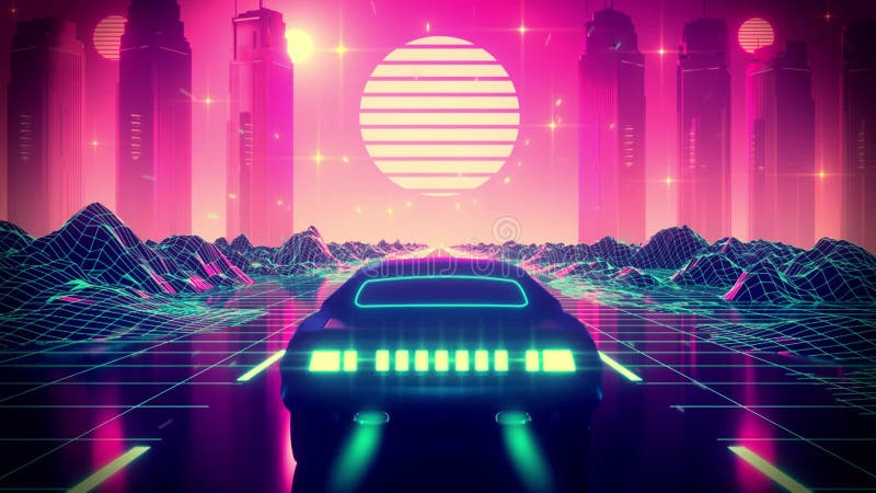 3D Retro Synthwave Landscape VJ Loop Motion Background Stock Video ...