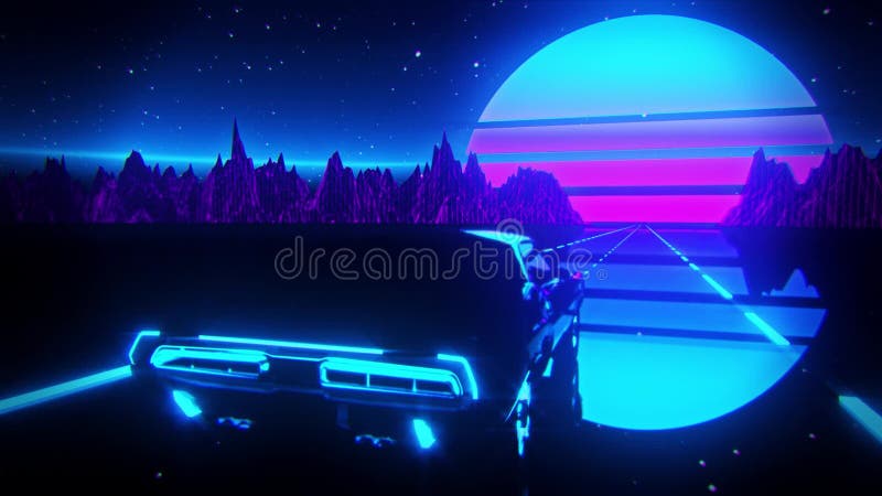 3D Retro Synthwave Night Landscape VJ Loop Motion Background Stock ...