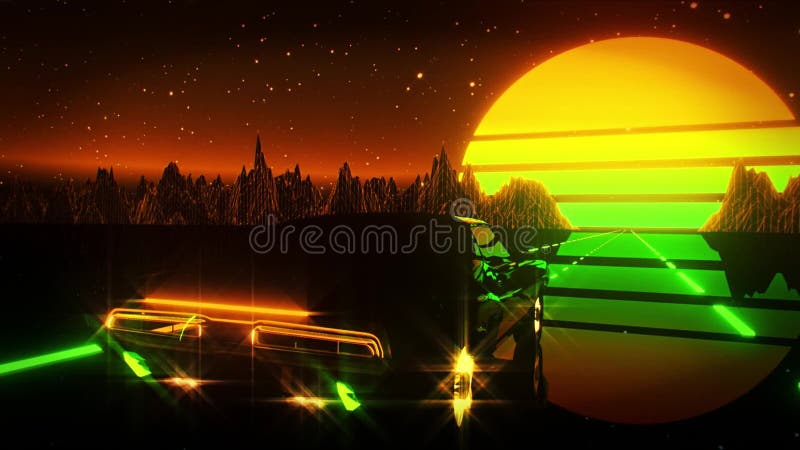 3D Retro Synthwave Night Landscape VJ Loop Motion Background Stock ...