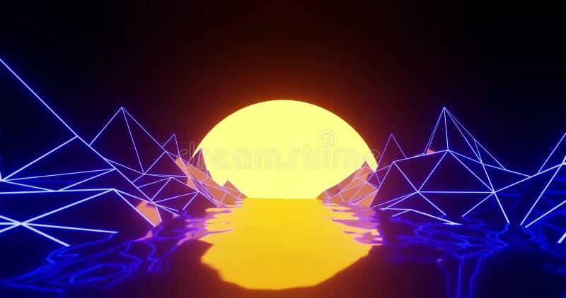 3D Retro Synthwave River Landscape VJ Loop Background Stock Video ...