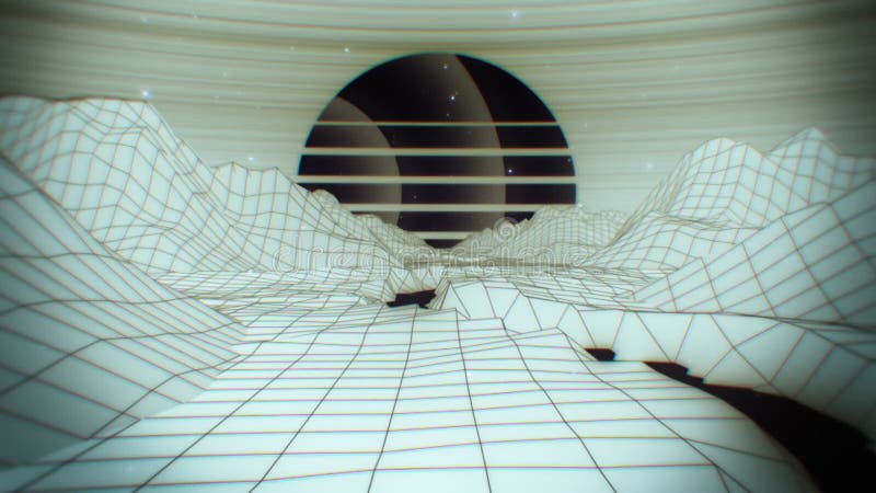 3D Retro Synthwave River Landscape VJ Loop Background Stock Video ...