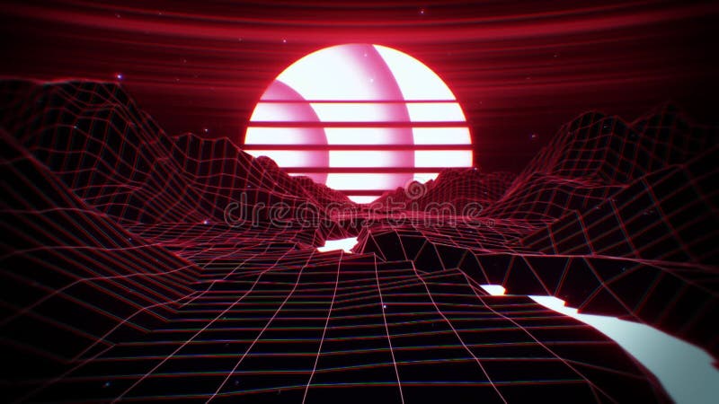 3D Retro Synthwave River Landscape VJ Loop Background Stock Video ...