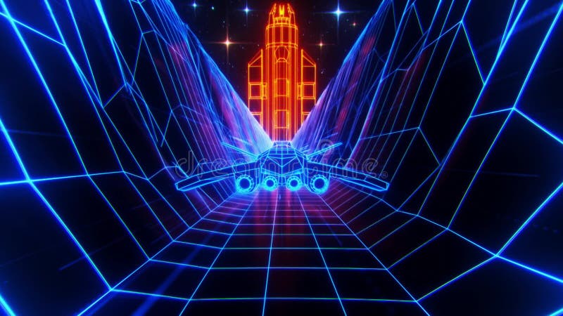 3D Retro Synthwave Car Landscape VJ Loop Motion Background Stock ...