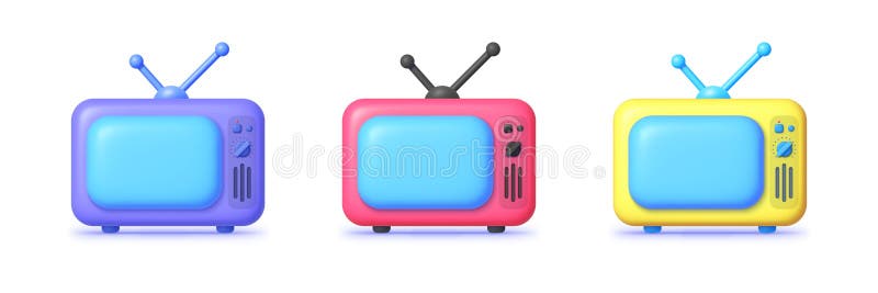 3d Retro Tv Set on White Background. Retro Tv Screen Interface Icon of ...