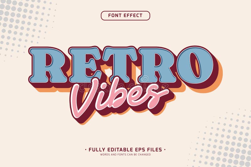3d Retro Vibes Editable Vector Text Effect Stock Vector - Illustration ...