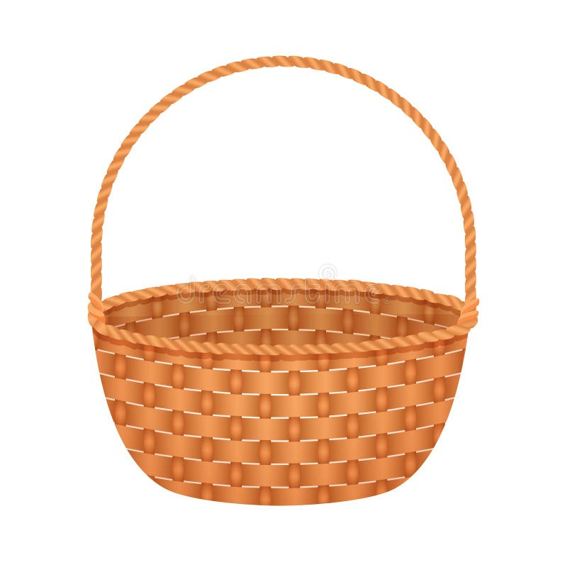 3D Retro Wicker Basket, Round Empty Box with Handle for Picnic or ...
