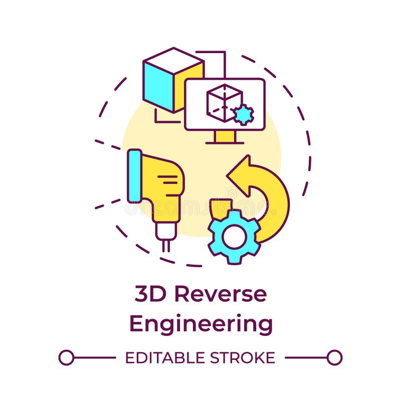3d Reverse Engineering Multi Color Concept Icon Stock Illustration ...