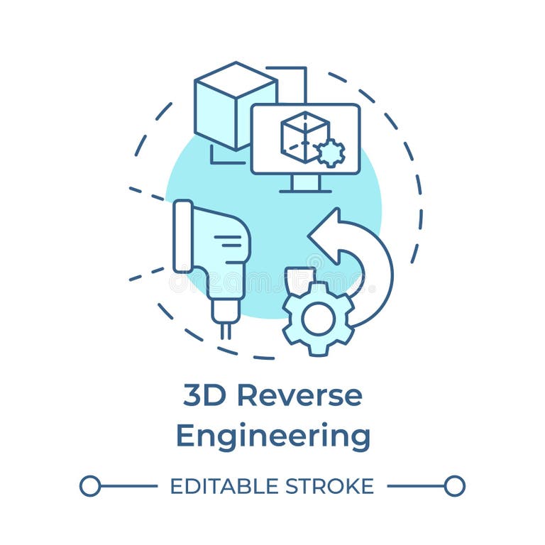 3d Reverse Engineering Soft Blue Concept Icon Stock Vector ...