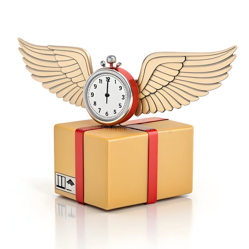 3D Right Time Delivery Concept Icon Isolated on White Background Stock ...