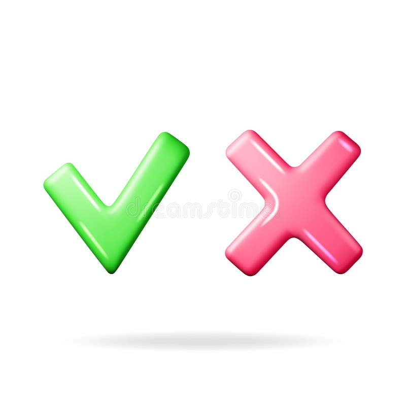 3D Right and Wrong Button Shape Stock Vector - Illustration of checkbox ...