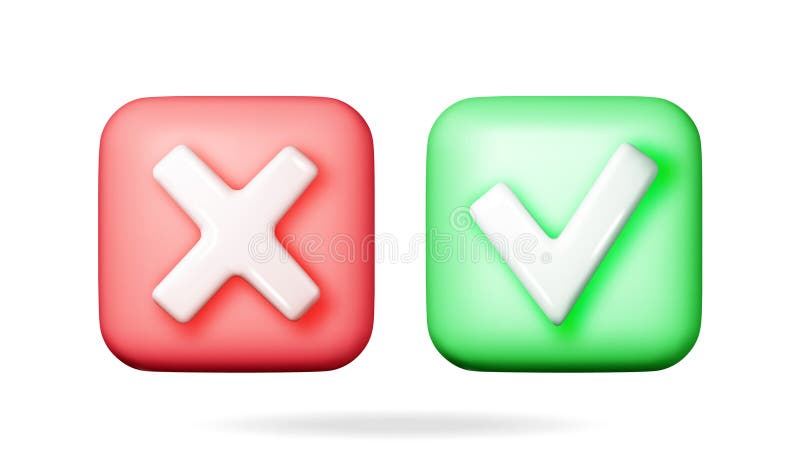 3D Right and Wrong Button Shape Stock Vector - Illustration of checkbox ...
