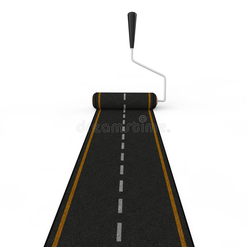 3d Road Making Paint Roller Stock Illustration - Illustration of ...