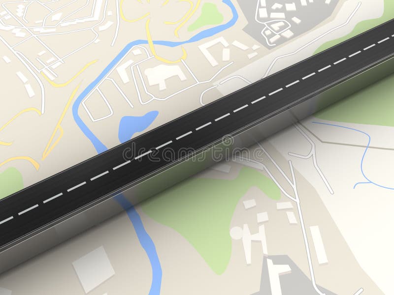 3d road on map stock illustration. Illustration of road - 70508719