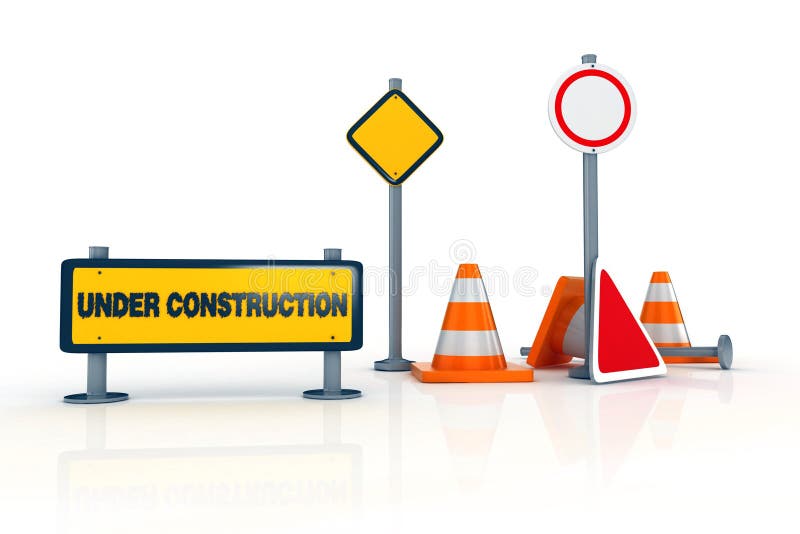 3d Road Signs - Under Construction Warning Stock Illustration ...