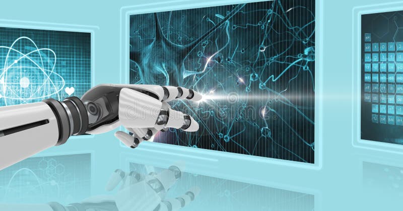 3D Robot Arm Touching Screen with Medical Image Stock Image - Image of ...