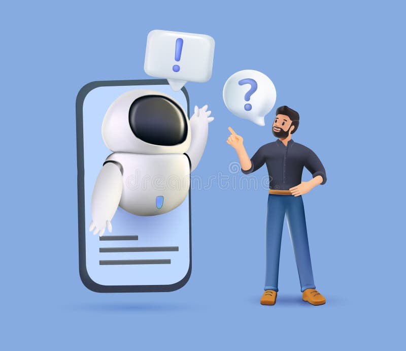 3D Robot Chatbot in Smartphone Voice Application Abstract Concept 3D ... 3D Robot Chatbot in Smartphone Voice Application Abstract Concept 3D ...