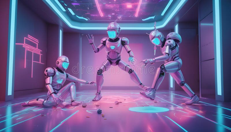 3d Robot in a Circle Playing Fool. April Fools Day Stock Illustration ...