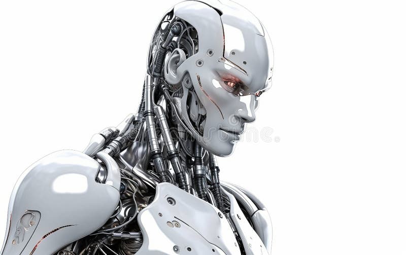 3D Robot Cyborg Humanoid Isolated White Background Stock Illustration ...