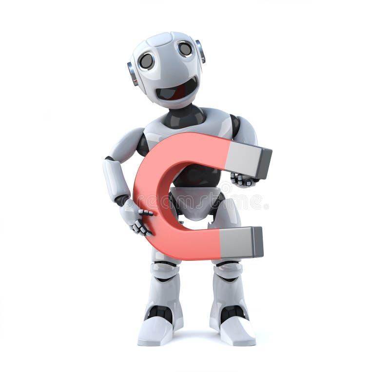 Robot with magnet stock illustration. Illustration of machine - 25077650