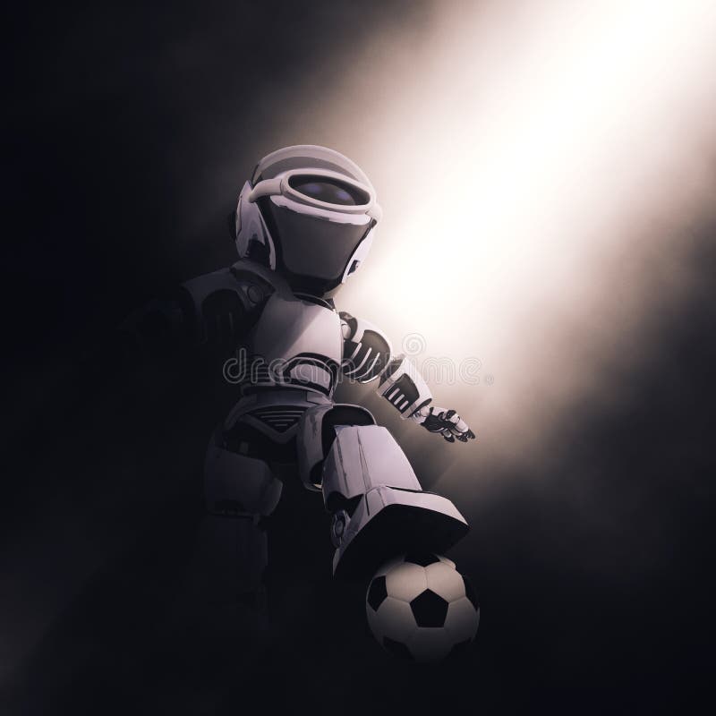 3D Robot Met Voetbal/voetbal Stock Illustratie - Illustration of ...