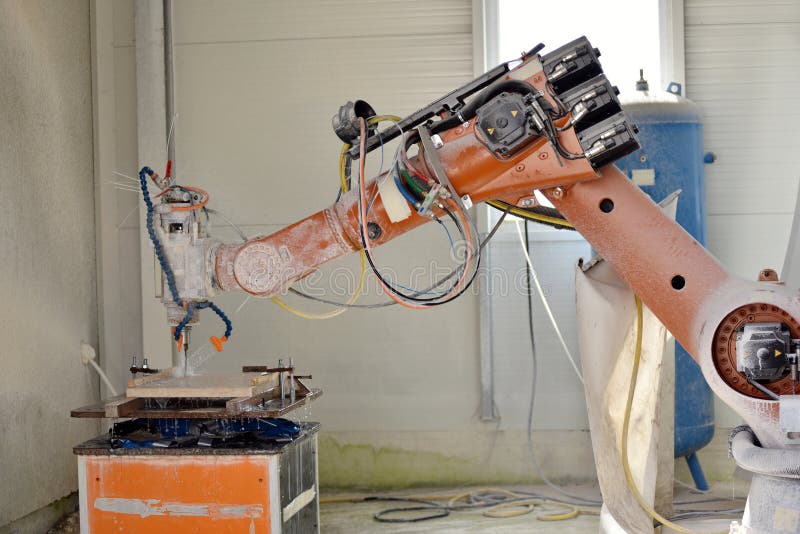 3D Robot Milling and Sculpting Stone Stock Photo - Image of production ...