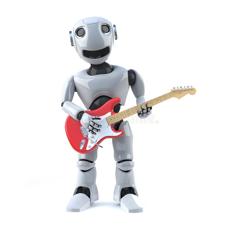 3d Robot Plays Electric Guitar Stock Illustration - Illustration of ...
