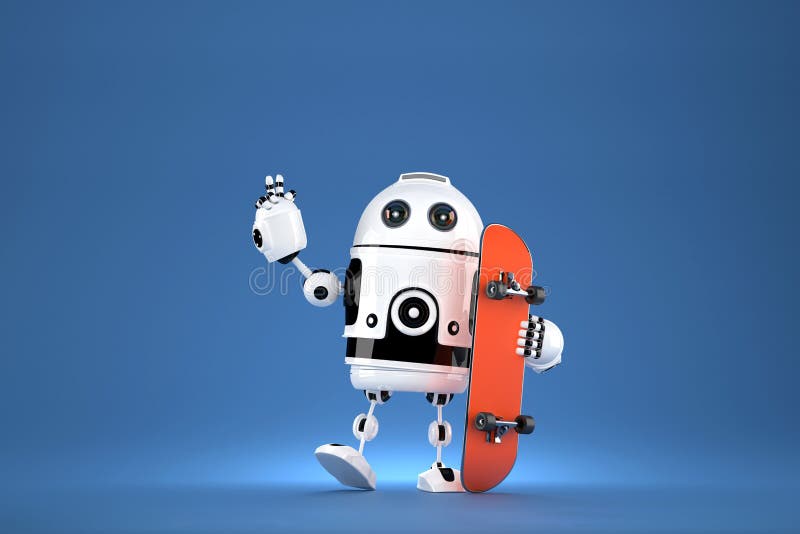 3D Robot with Skateboard. 3D Illustration Stock Illustration ...