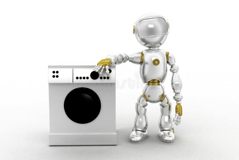 3d robot washing machine stock illustration. Illustration of modern ...