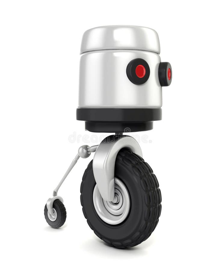 3d Robot on Wheels on White Render Stock Illustration - Illustration of ...