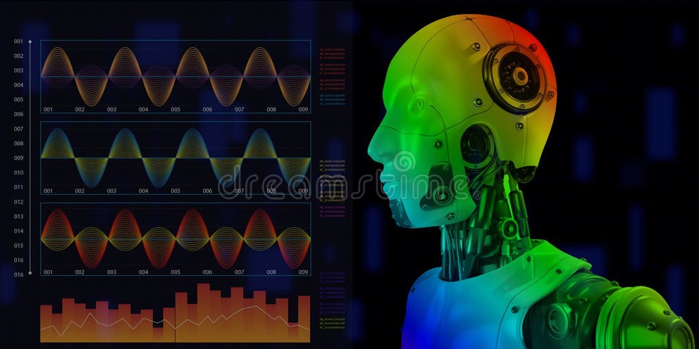 3D Robotic AI Dashboard Analytic Learning Human Business Action ...