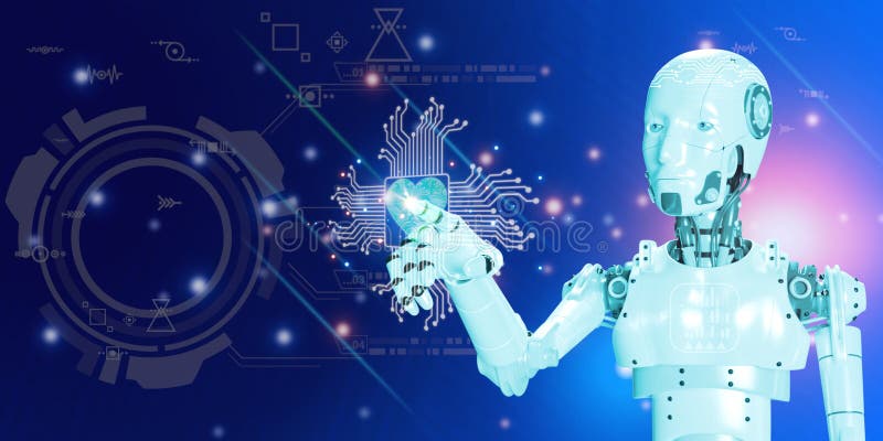 3D Robotic with Element Hud Futuristic Digital Icon Abstract Blue ...