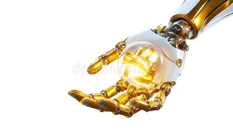 3D Robotic Hand Holding Glowing Futuristic Gadget, Symbolizing ...