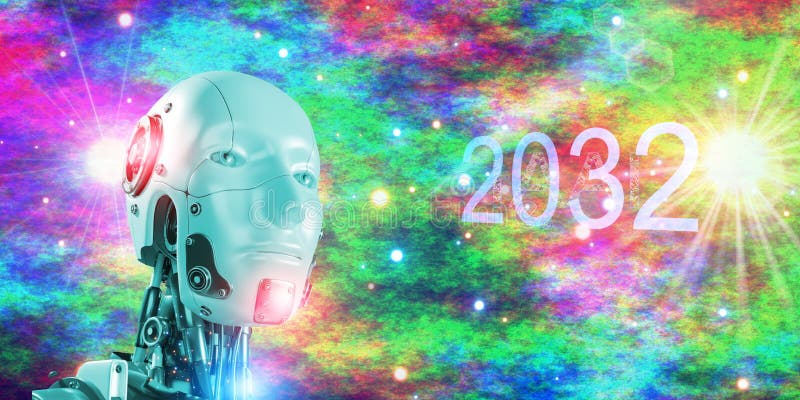 3D Robotic Head Coming Up Year 2032 Full AI System on Abstract ...