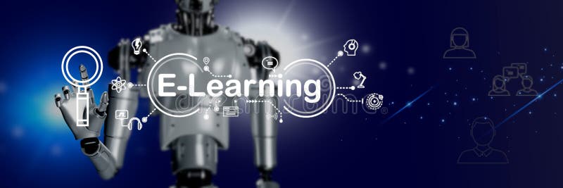 3D Robotic Render Artificial Intelligence with Element Digital Icon E ...