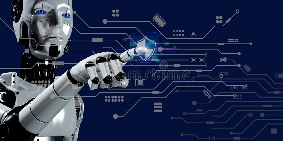 3d Robotic Render Automatic Monitoring Data Cyber Security Auto Matic ...