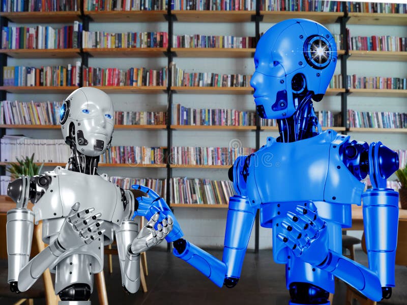 3D Robotic Robots Access Knowledge Resources Collected To Process a ...