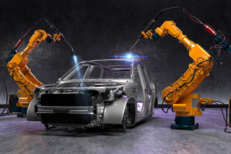 Industrial Robots, Car Production Stock Image - Image of science ...