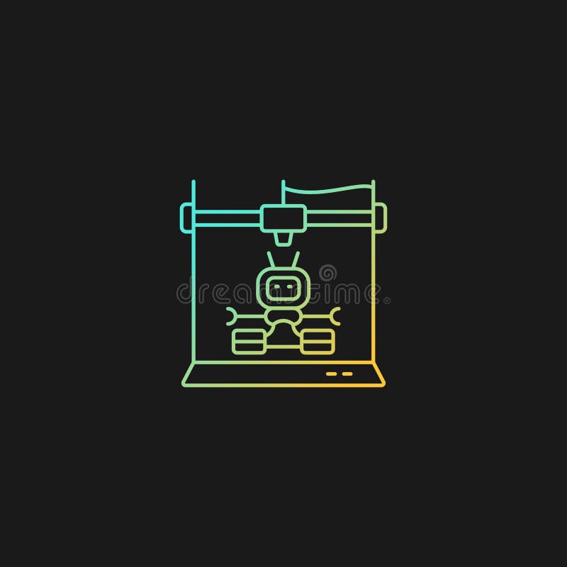 3d Robots Printing Gradient Vector Icon for Dark Theme Stock Vector ...