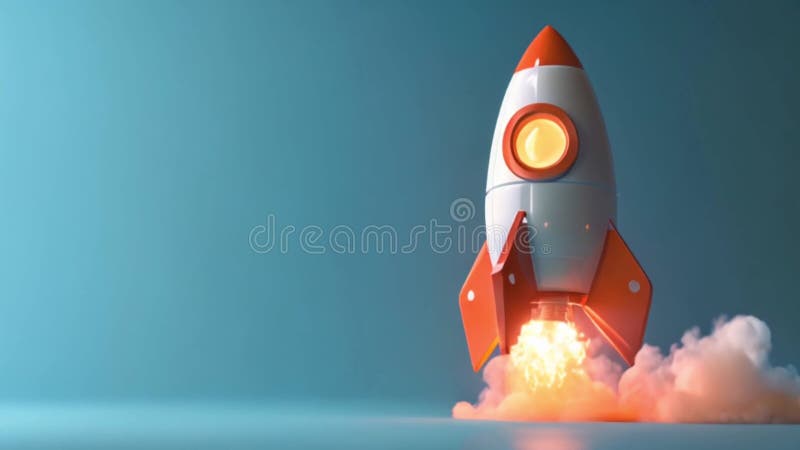 3d Rocket Emoji Taking Off and Launching with Flames and Smoke with ...